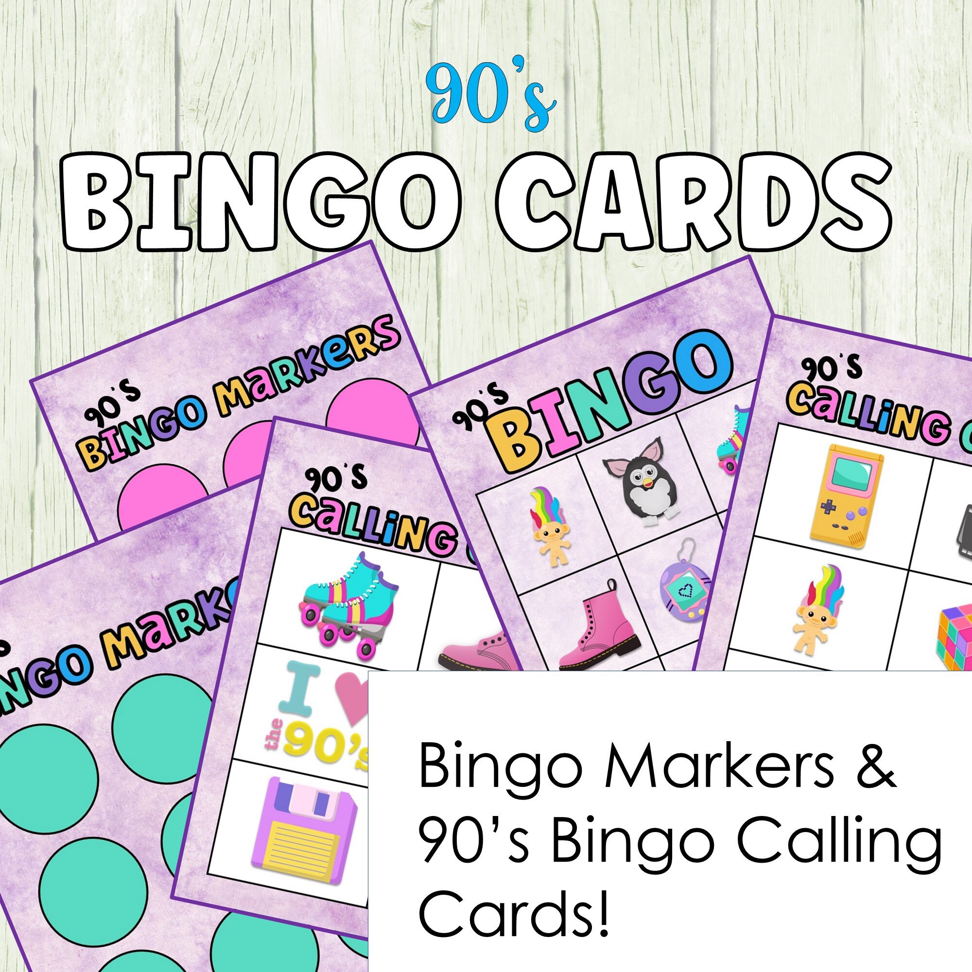 90's Bingo Cards, 90's Games, 90's Birthday Party, 90's Bingo Printable ...