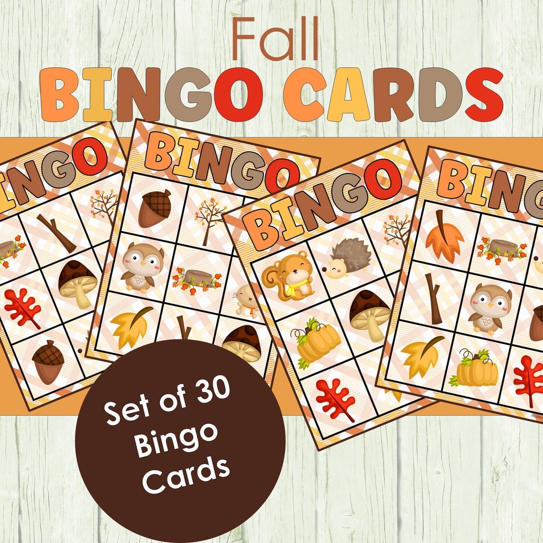 Fall Bingo Card Printable for Kids. Bingo Calling Cards, Bingo Markers ...