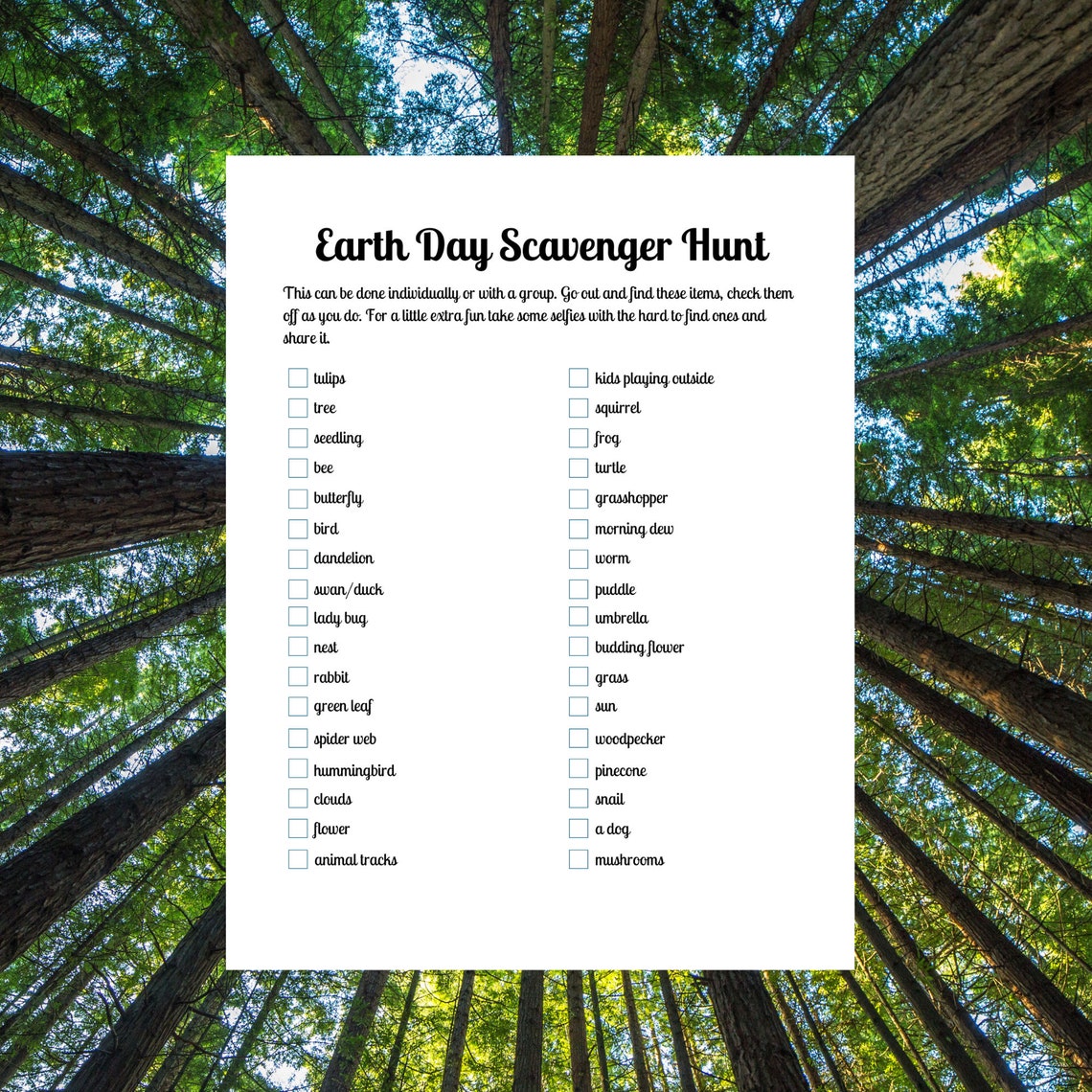 Earth Day Scavenger Hunt, Earth Day Printable, Earth Day Activity ...