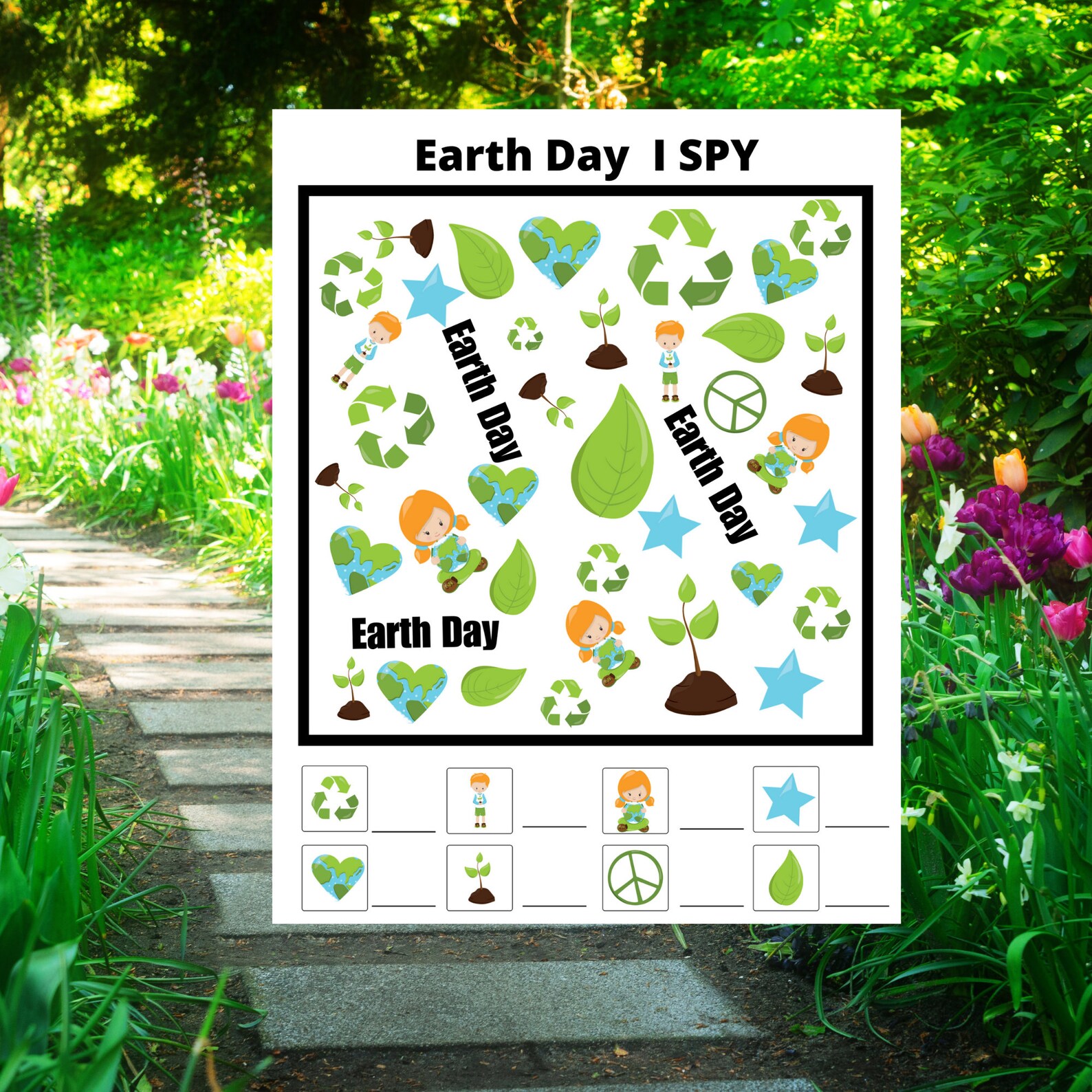 Earth Day I Spy Game, Earth Day Printable, Earth Day Activity, Green I ...