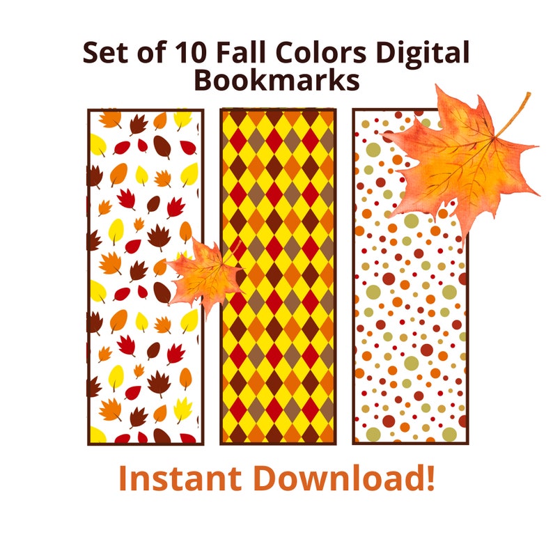 Fall Colors Bookmarks Set of 10 Bookmarks Autumn Bookmarks - Etsy