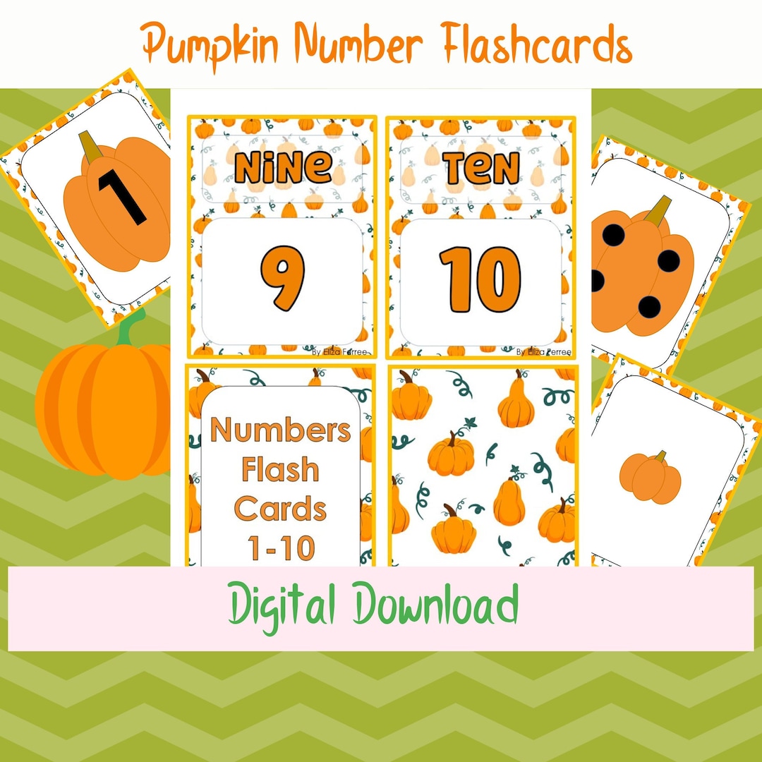 Number Flashcards Printable. Printable Pumpkin-themed Flashcards ...