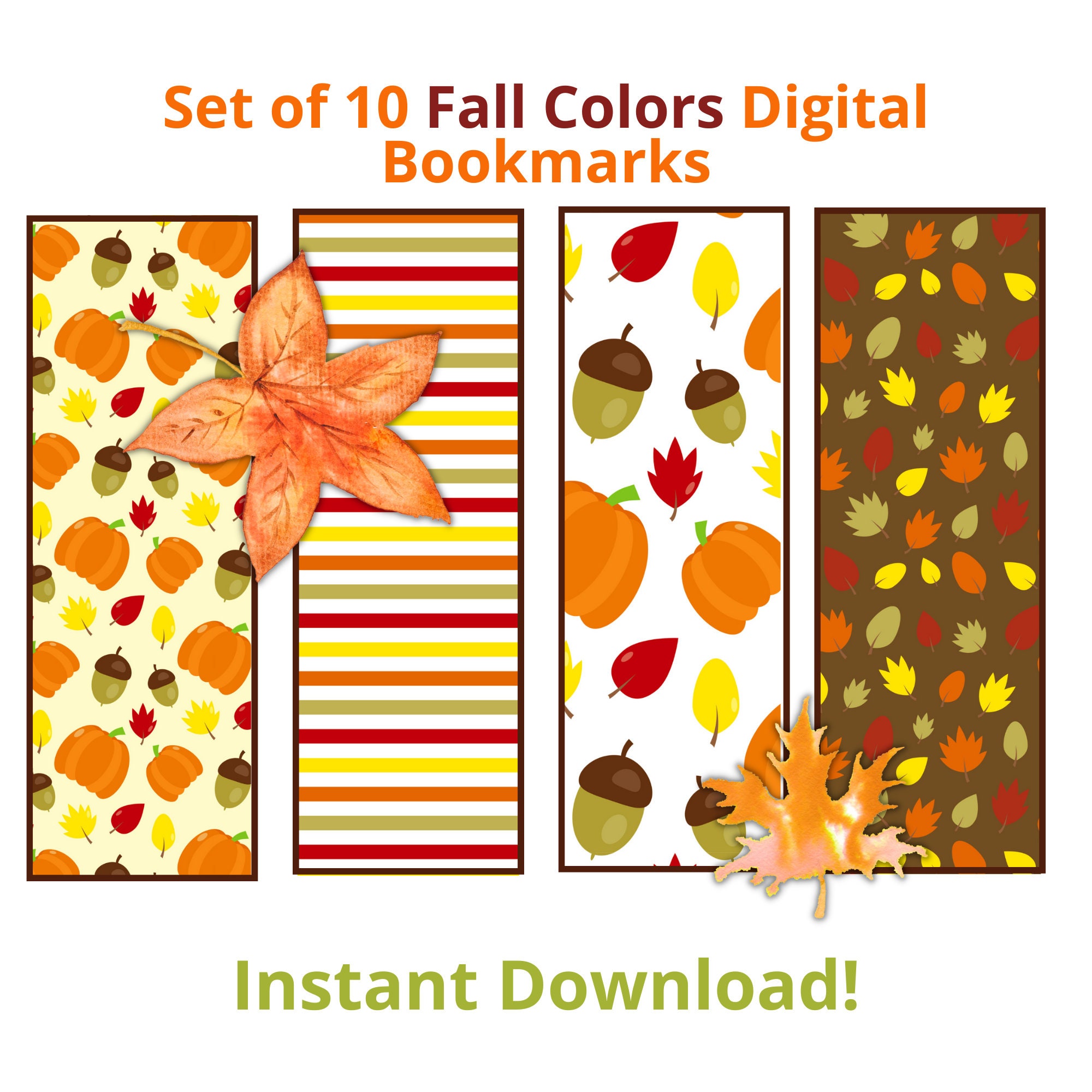 Fall Colors Bookmarks Set of 10 Bookmarks Autumn Bookmarks - Etsy