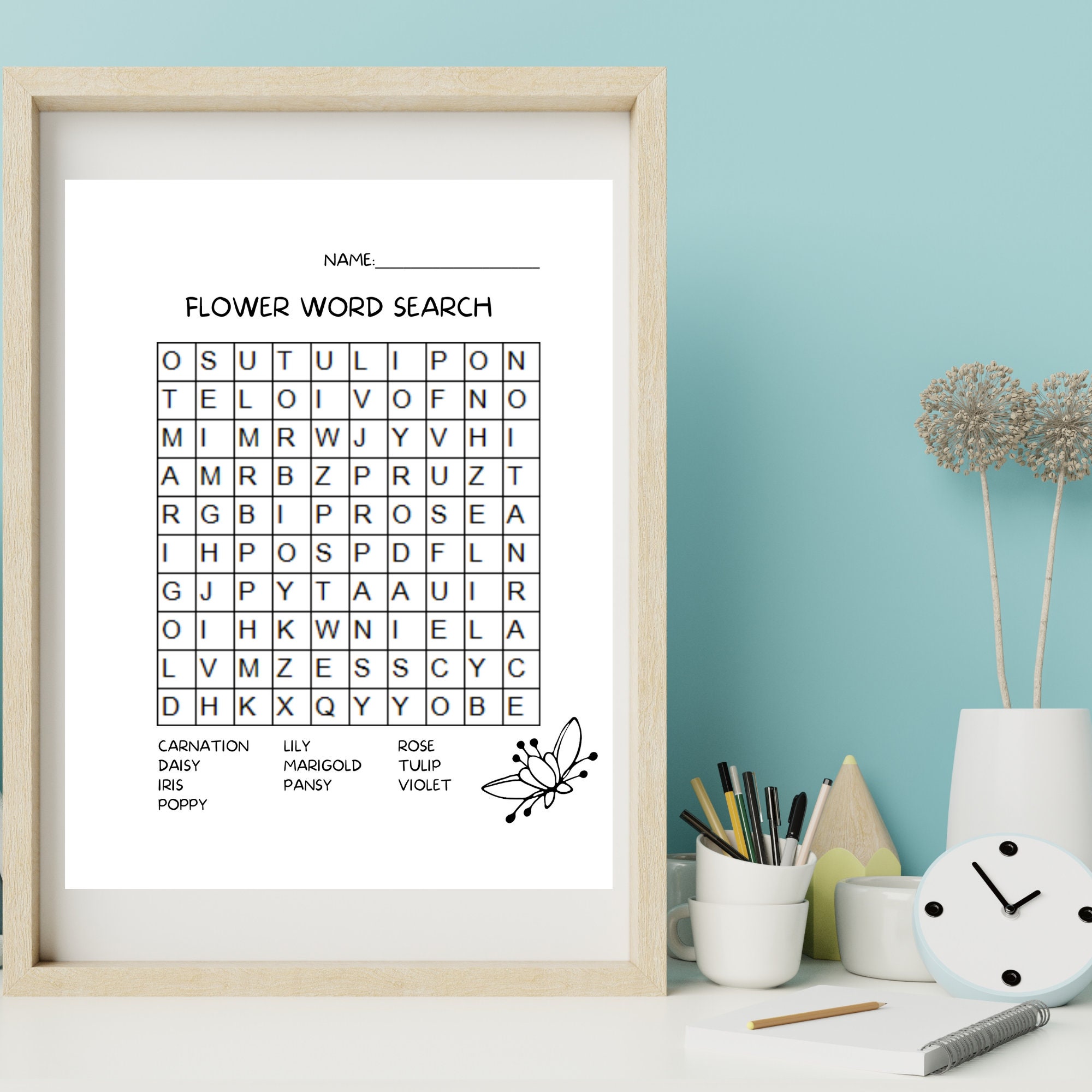 Flower Word Search Printable, Easy Word Search for Kids, Kids Word ...