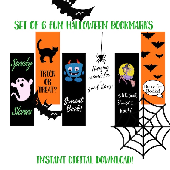 Halloween Bookmarks Kids Bookmarks Set of 6 Kids Bookmarks | Etsy