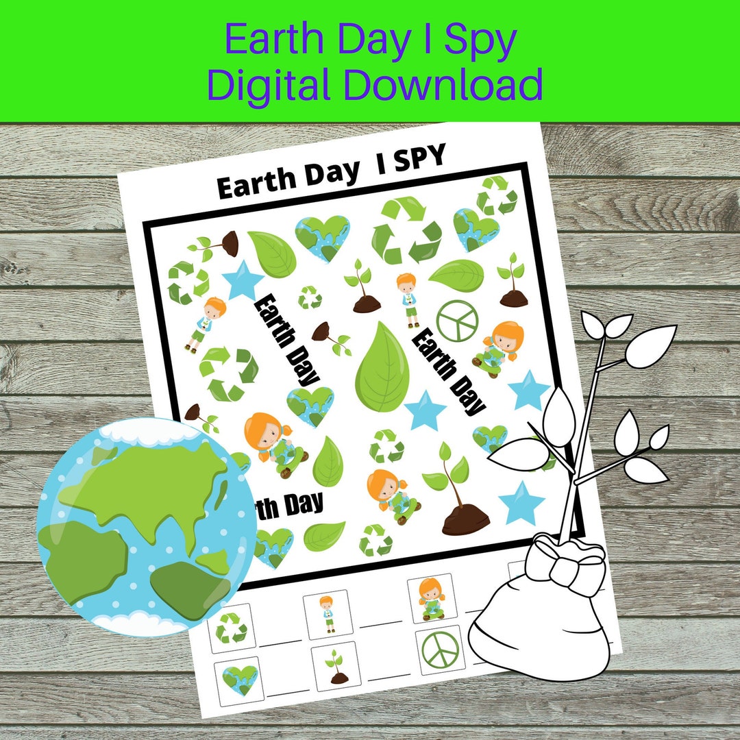 Earth Day I Spy Game, Earth Day Printable, Earth Day Activity, Green I ...