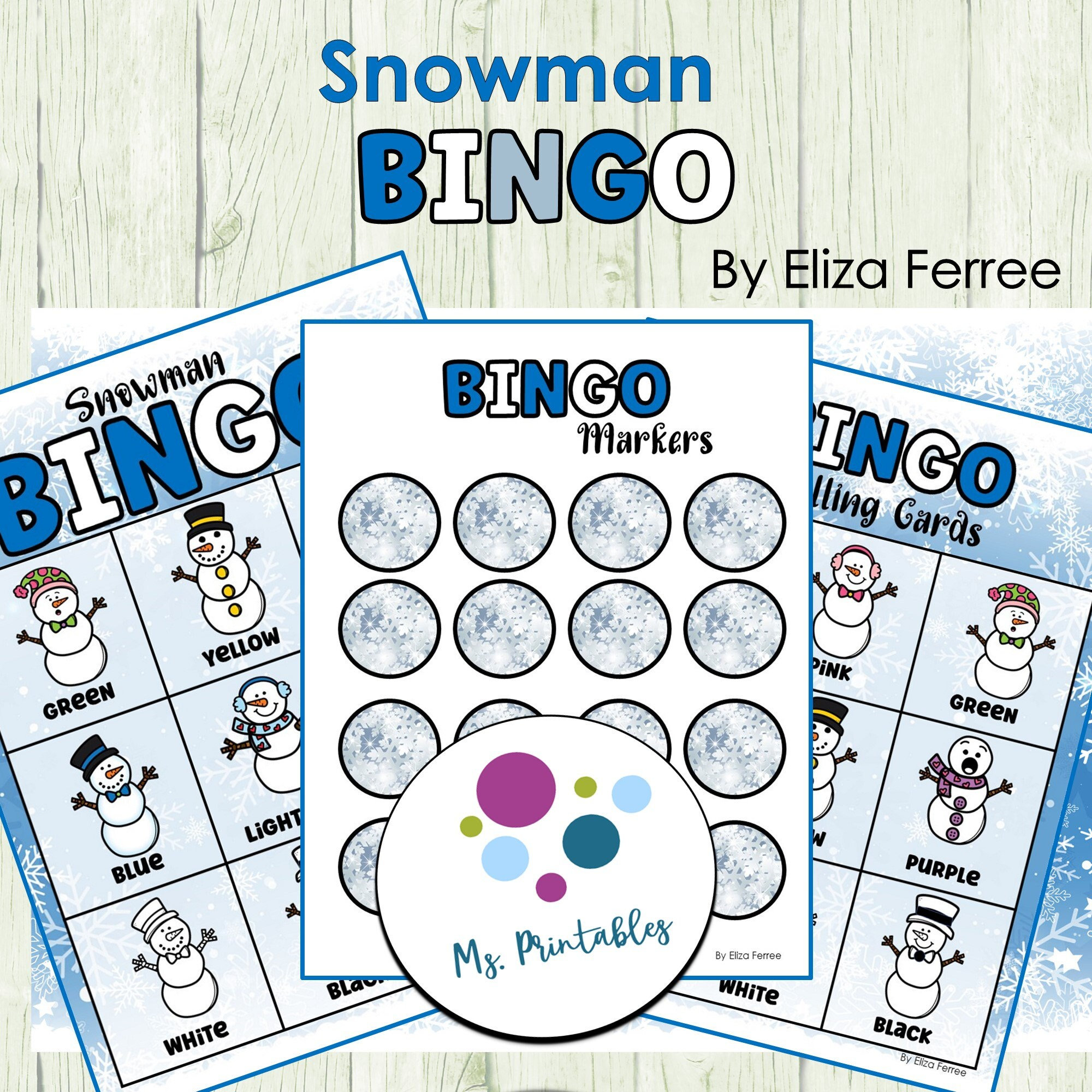 Snowman Bingo Card Printable for Kids. Winter Bingo Game. Bingo Calling ...