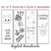 Valentine's Day Coloring Bookmarks, Coloring Bookmarks, Digital ...