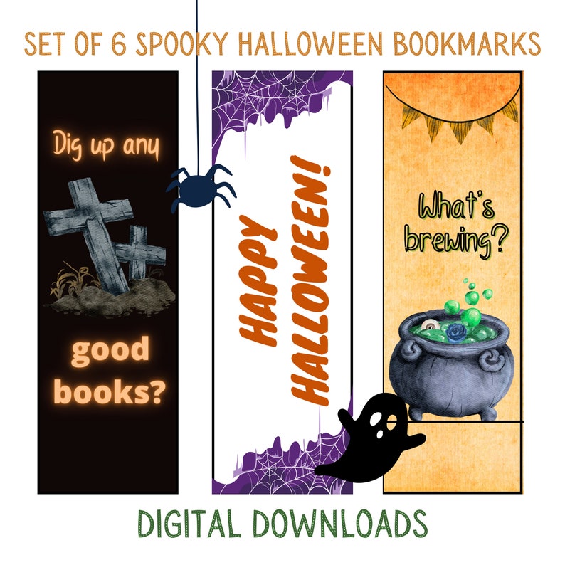 Spooky Halloween Bookmarks Halloween Bookmarks Printable - Etsy