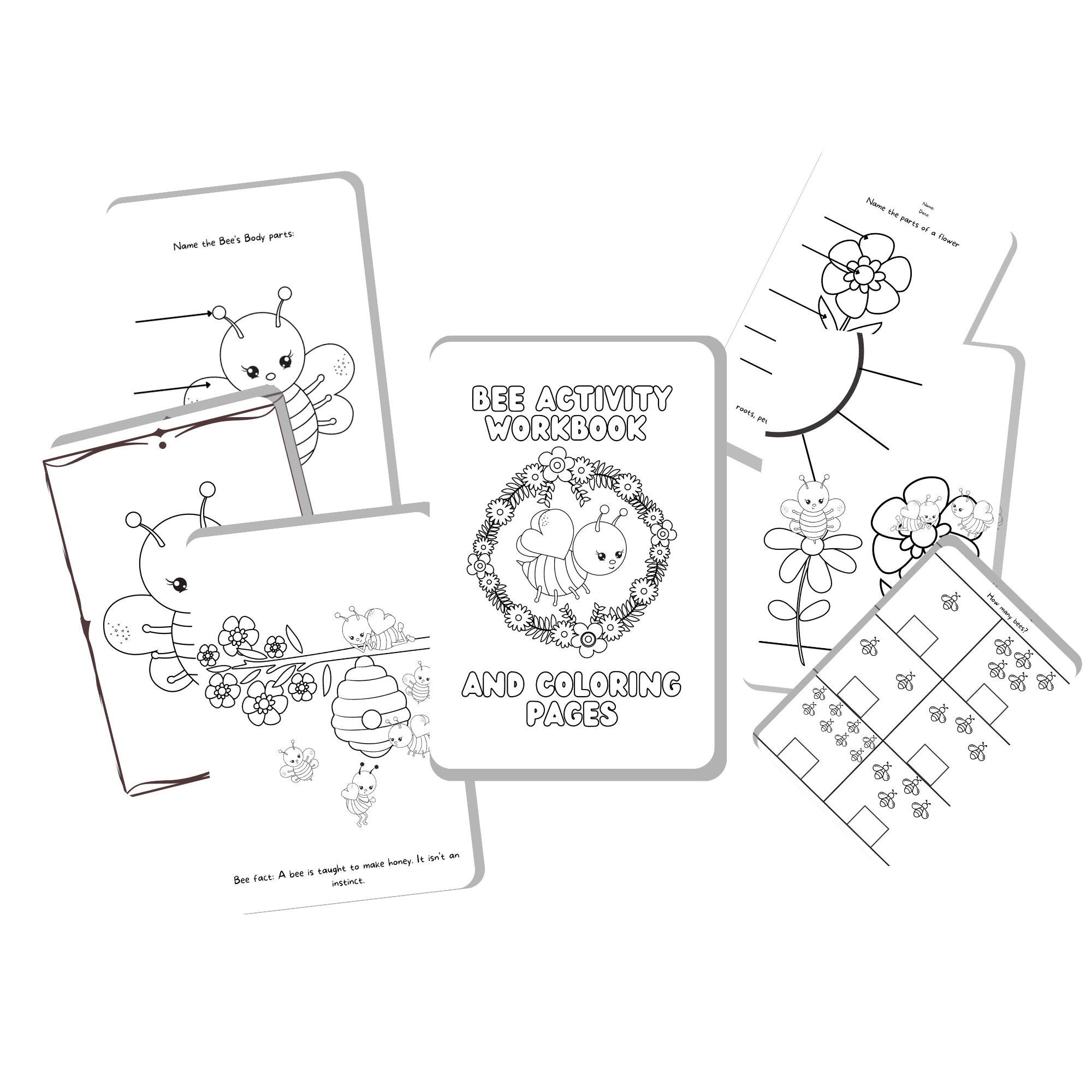 Bee Activity Workbook Printable, Bee Coloring Pages, Bee Facts, Bee ...