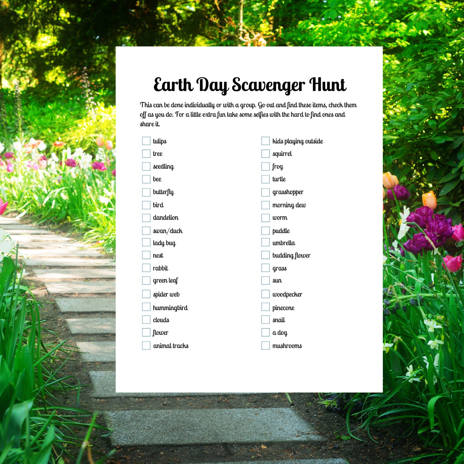 Earth Day Scavenger Hunt Earth Day Printable Earth Day - Etsy