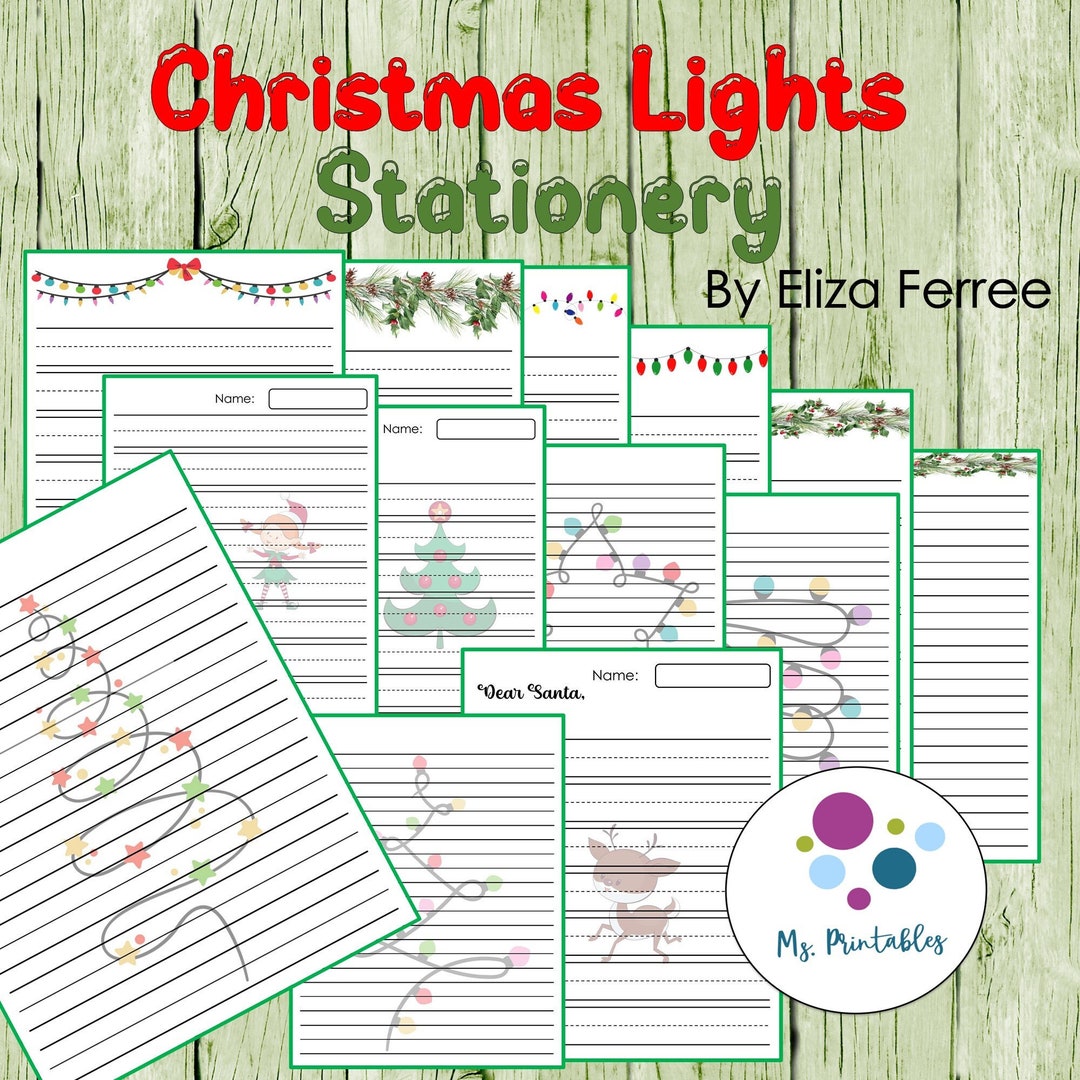 Printable Christmas Stationery, Digital Papers, Christmas Letter Paper ...