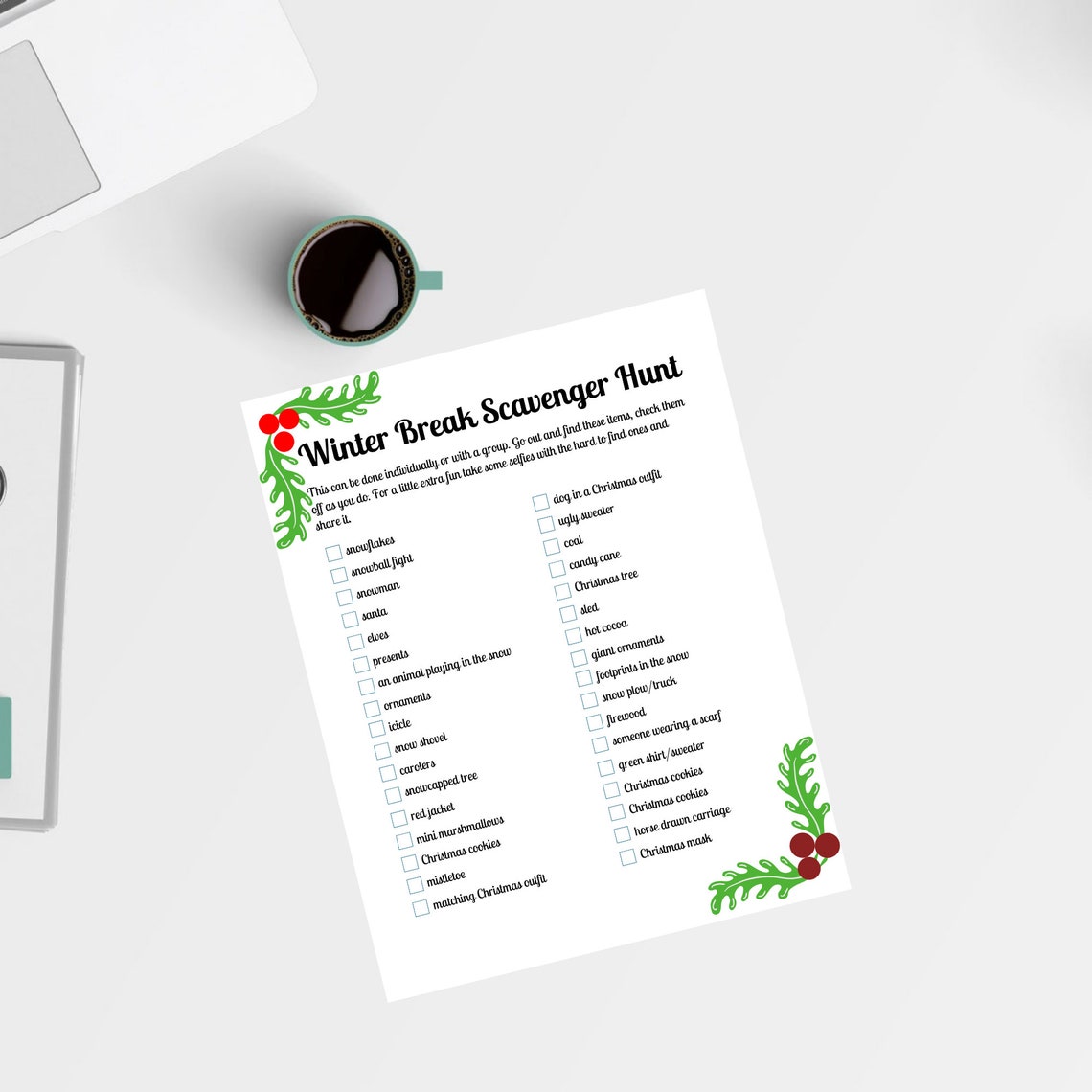Winter Break Scavenger Hunt Printable List Scavenger Hunt - Etsy