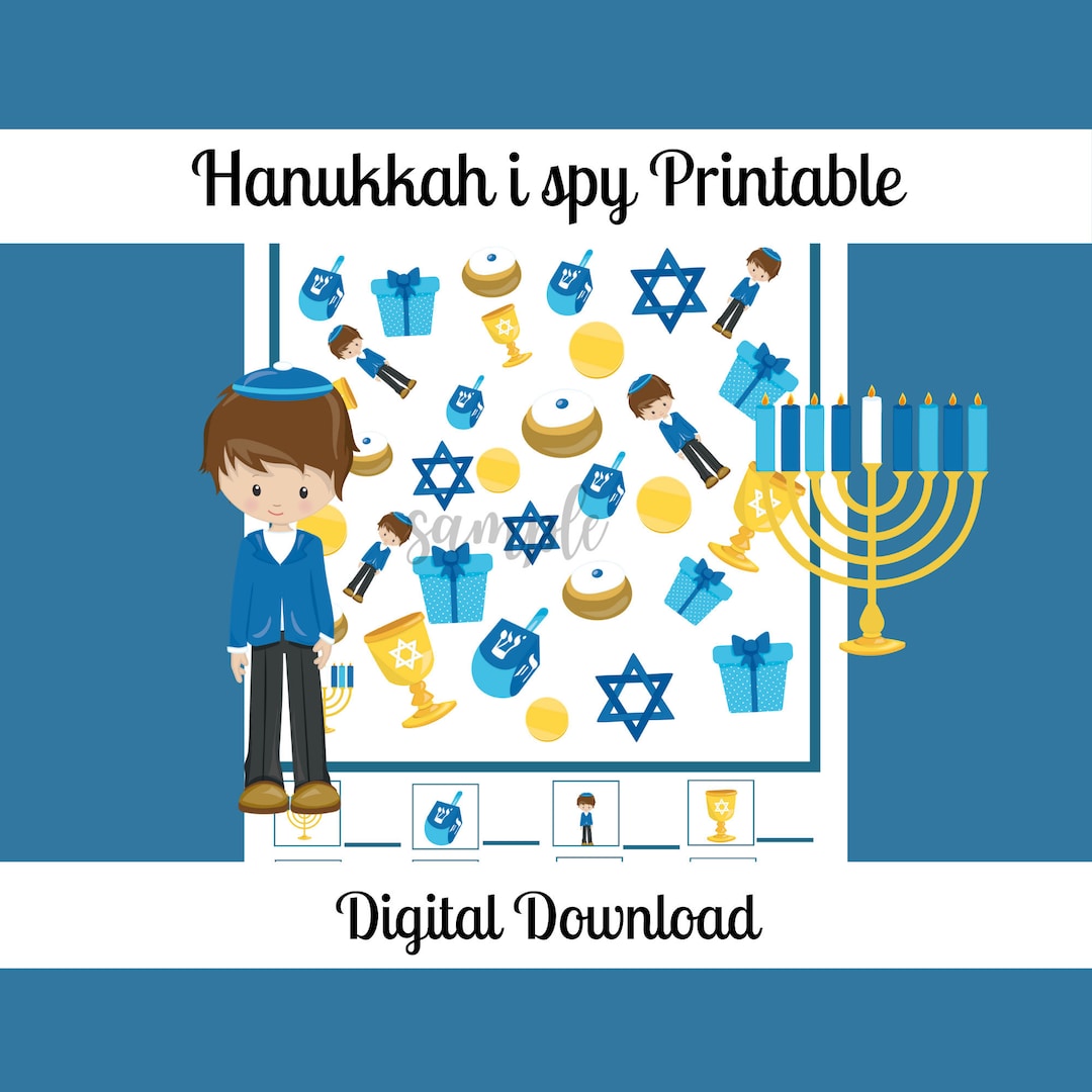 Hanukkah I Spy Printable Game, Printable Hanukkah Kid Activity Page, I ...