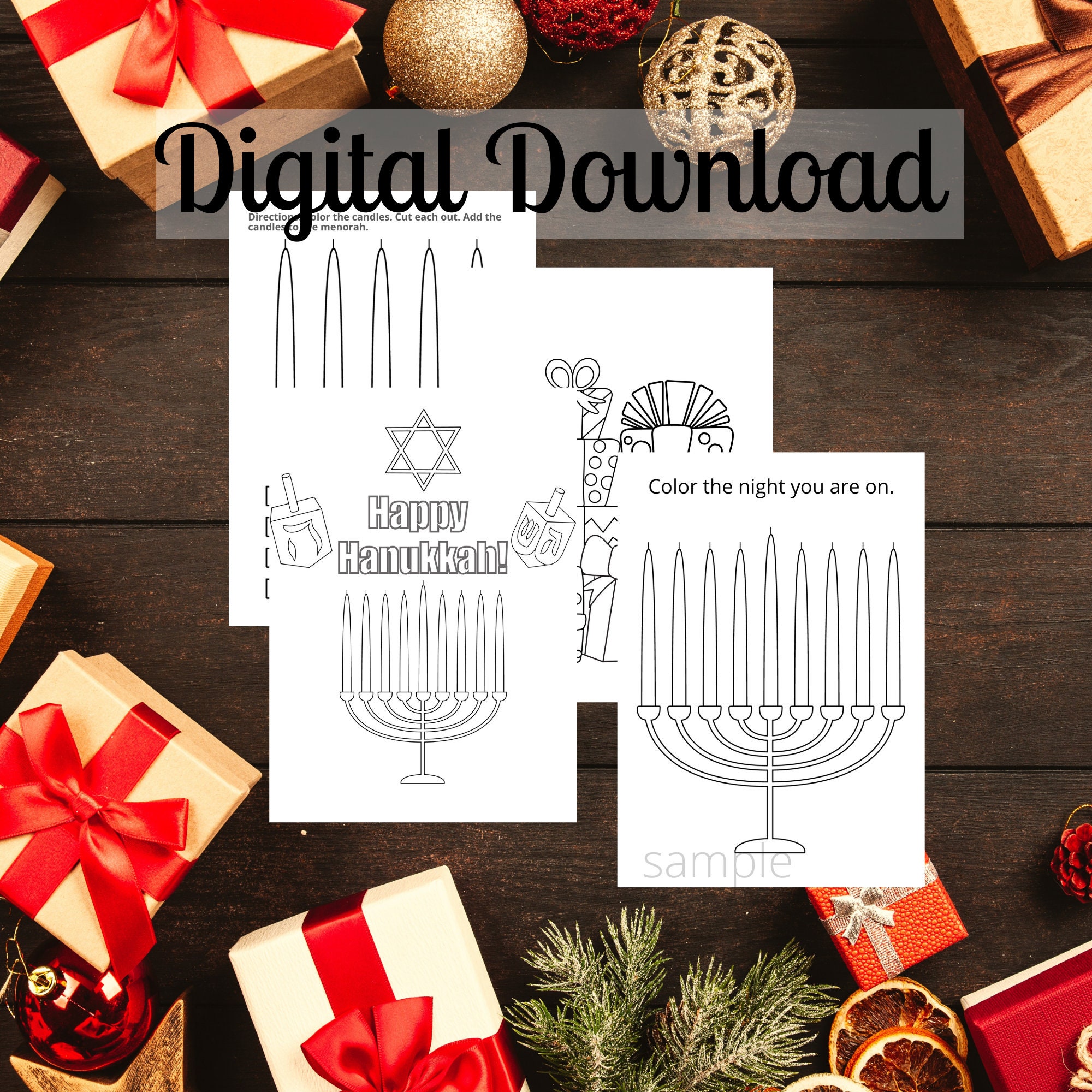Hanukkah Coloring Pages Menorah Coloring Page Make Your Own - Etsy