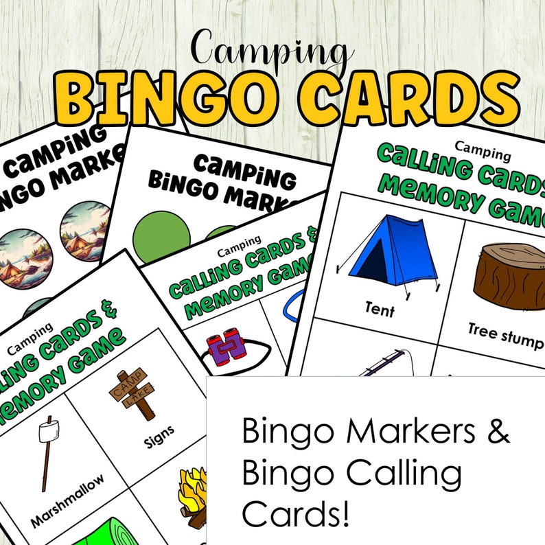 Camping Bingo Game Printable Set of 30 Unique Bingo Cards and - Etsy