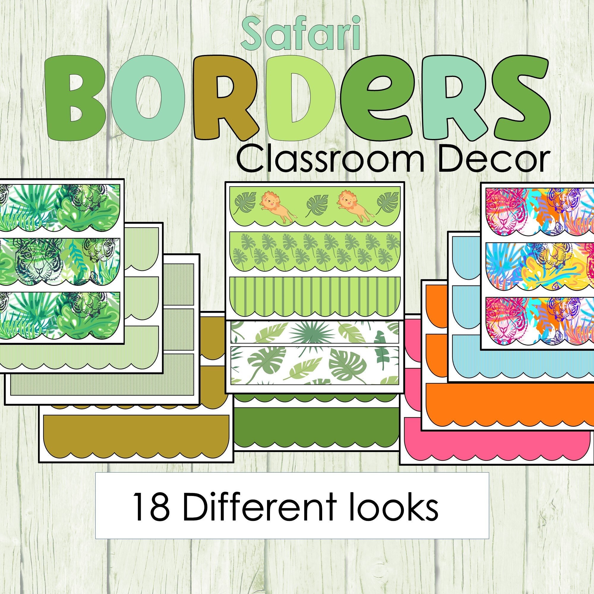 Safari Bulletin Board Borders Jungle Borders jungle Classroom Decor ...
