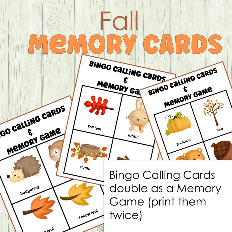 Fall Bingo Card Printable for Kids. Bingo Calling Cards, Bingo Markers ...
