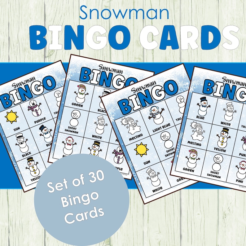 Snowman Bingo Card Printable for Kids. Winter Bingo Game. Bingo Calling ...