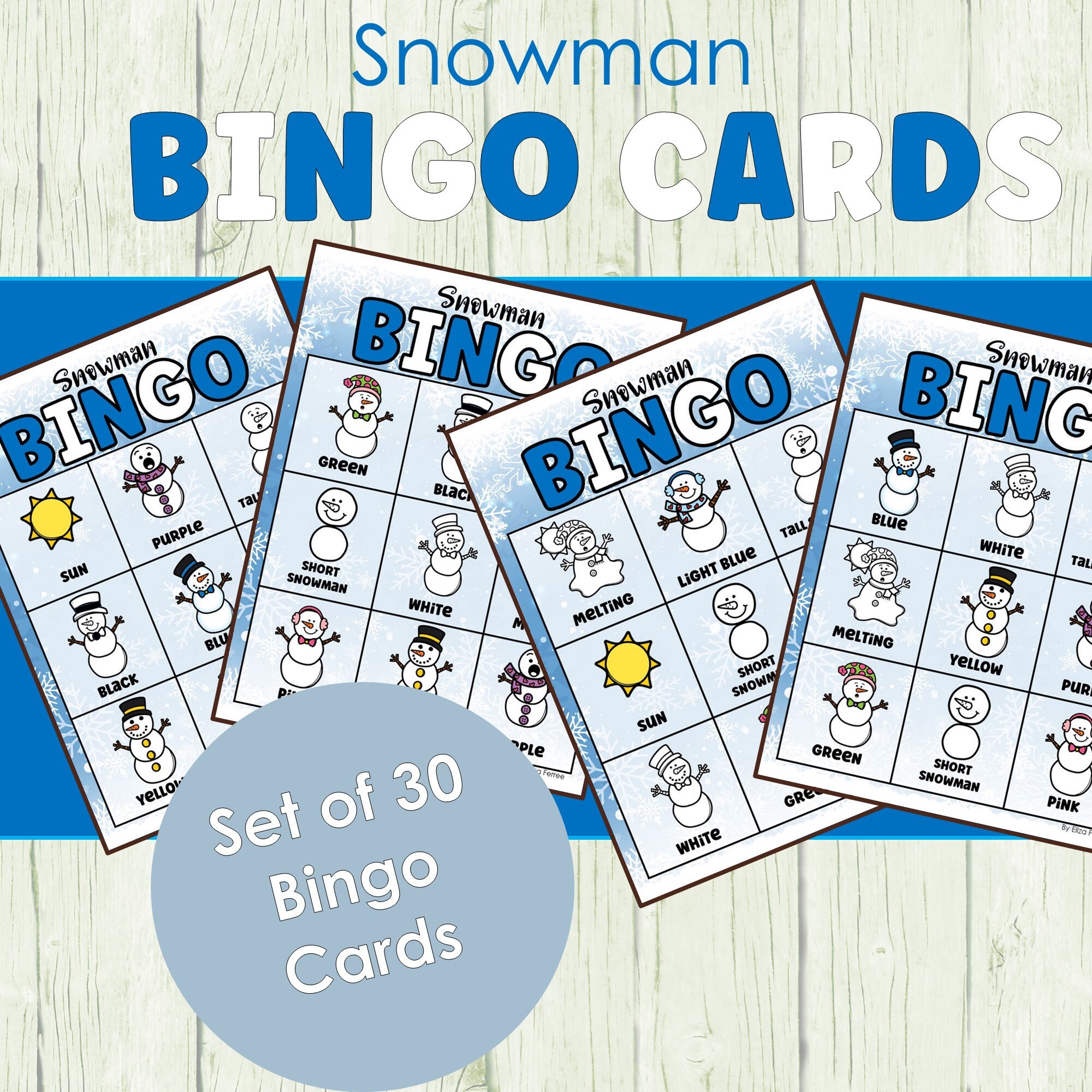 Snowman Bingo Card Printable for Kids. Winter Bingo Game. Bingo Calling ...