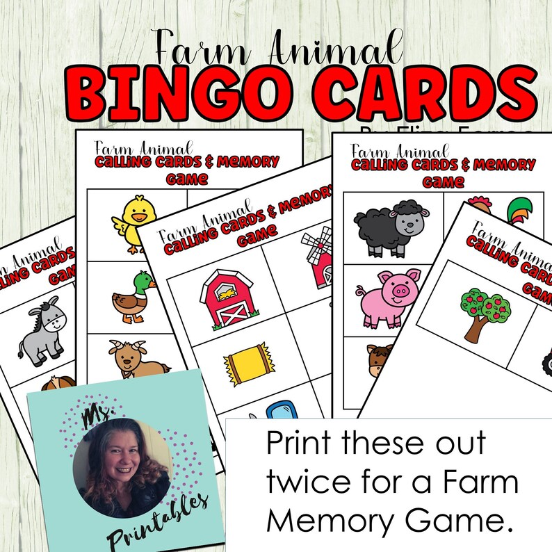 Farm Bingo, Farm Printable Bingo Cards, Farm Game for Kids, Farm ...
