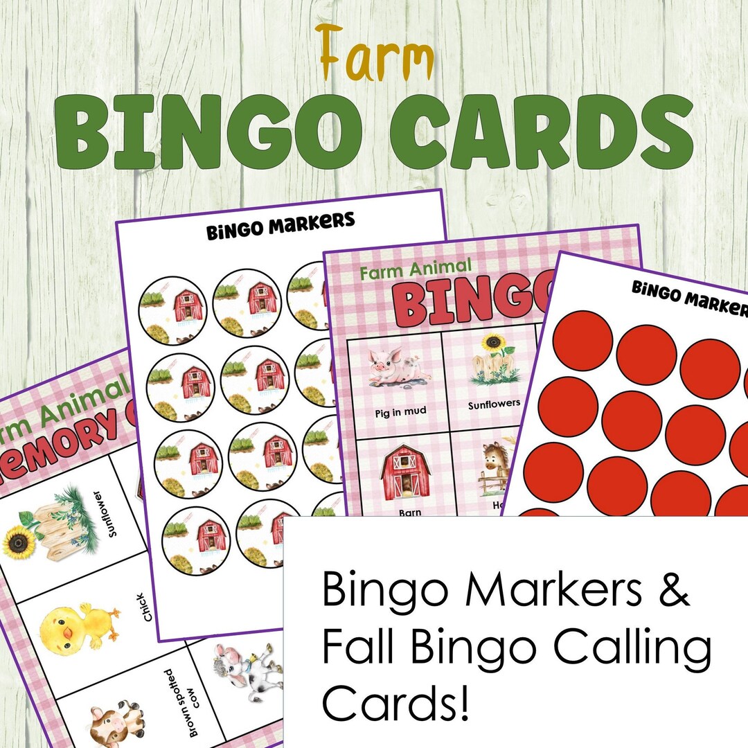 Farm Bingo Card Printable, Farm Activities for Kids, for Kids, for ...