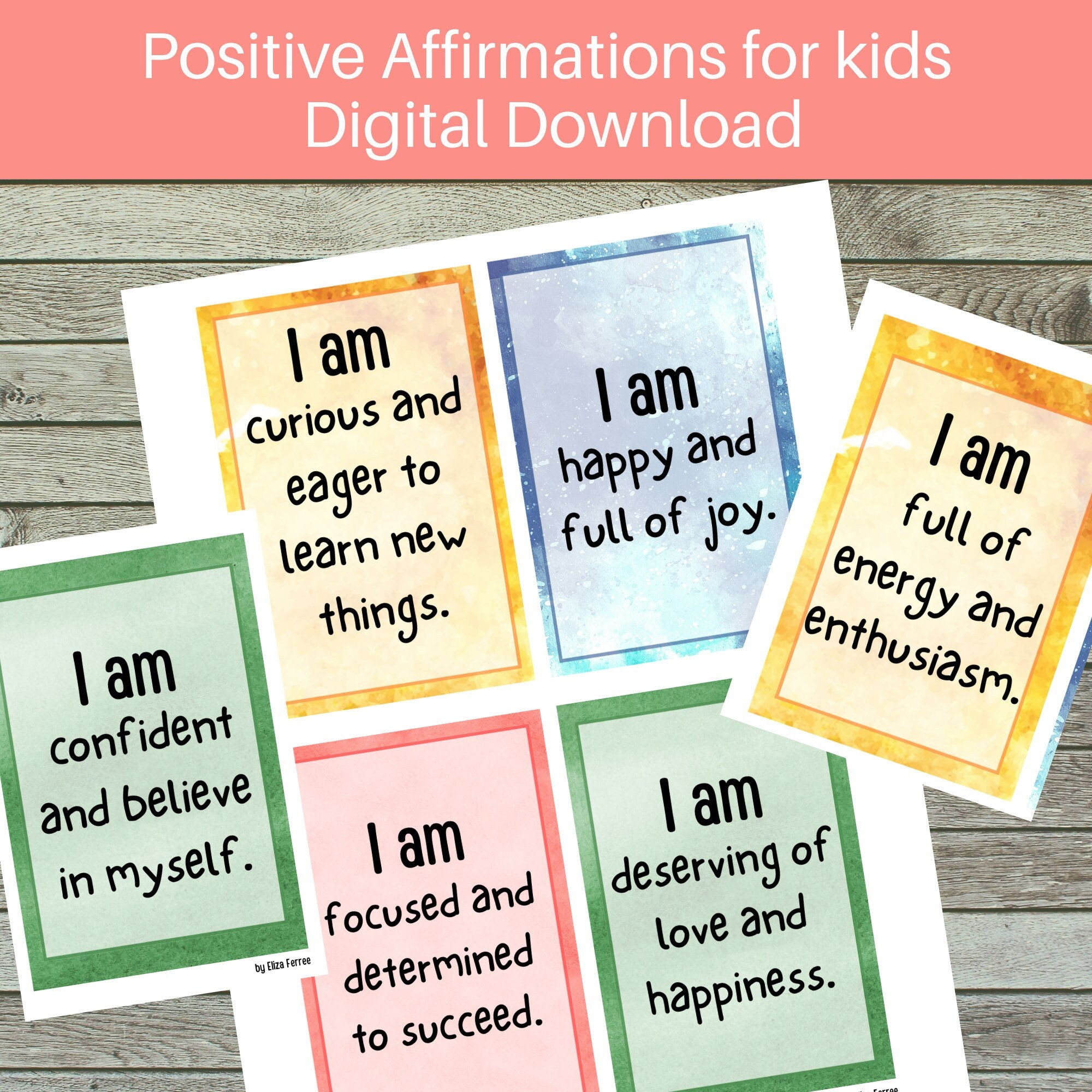 Positive Affirmation Cards for Kids, Affirmation Printable Cards ...
