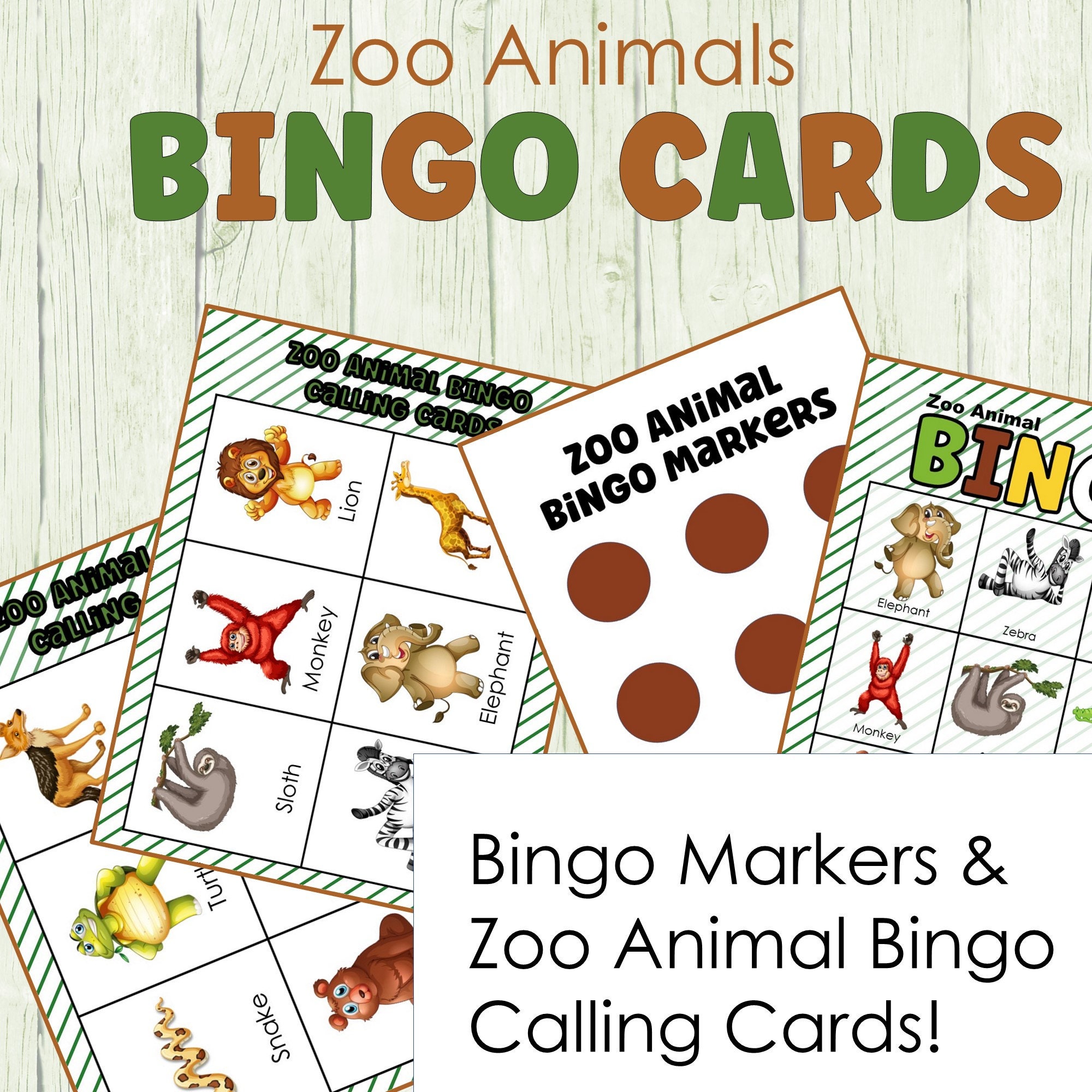 Zoo Animal Bingo Card Printable, Bingo Game, Games for Kids, Kids Party ...
