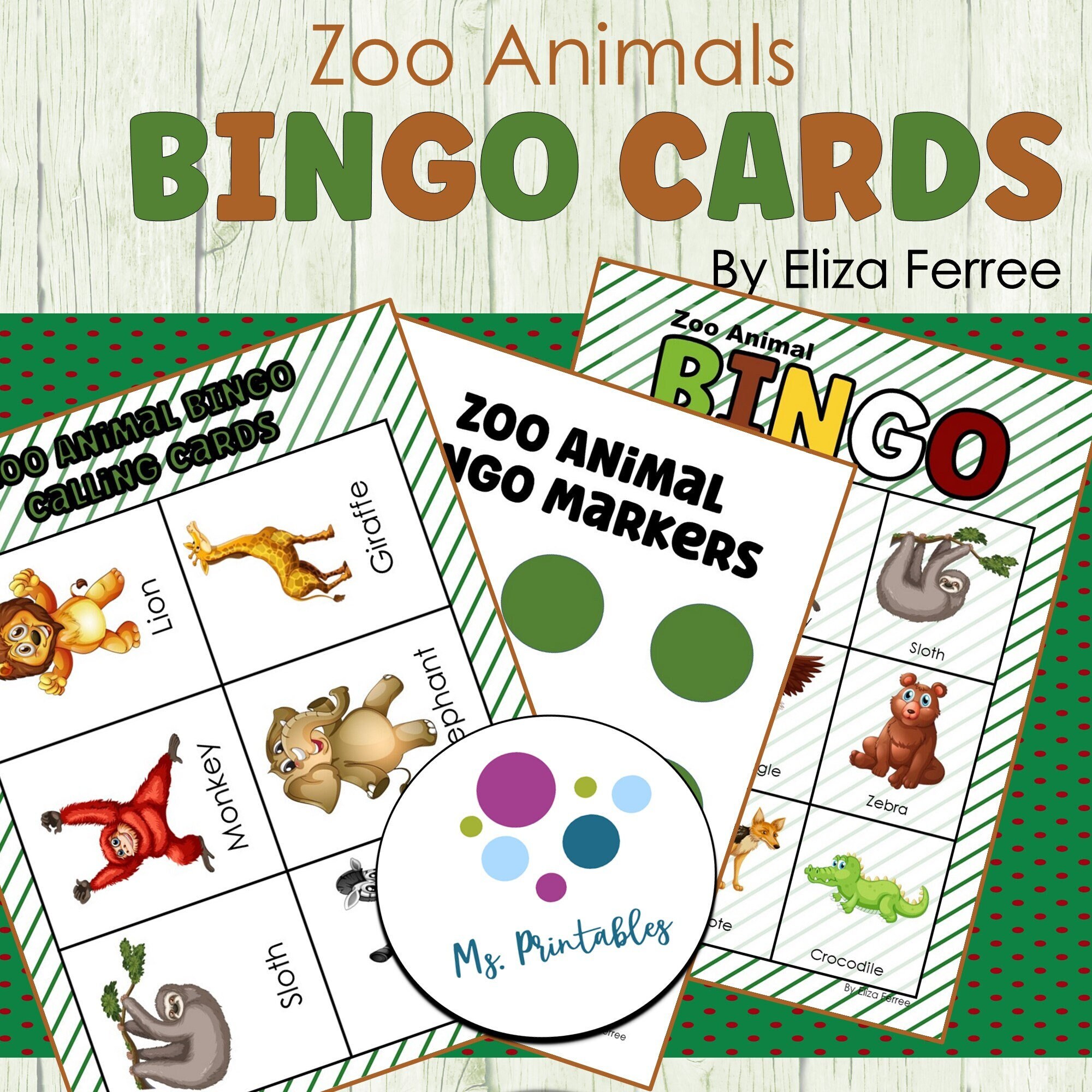 Zoo Animal Bingo Card Printable, Bingo Game, Games for Kids, Kids Party ...