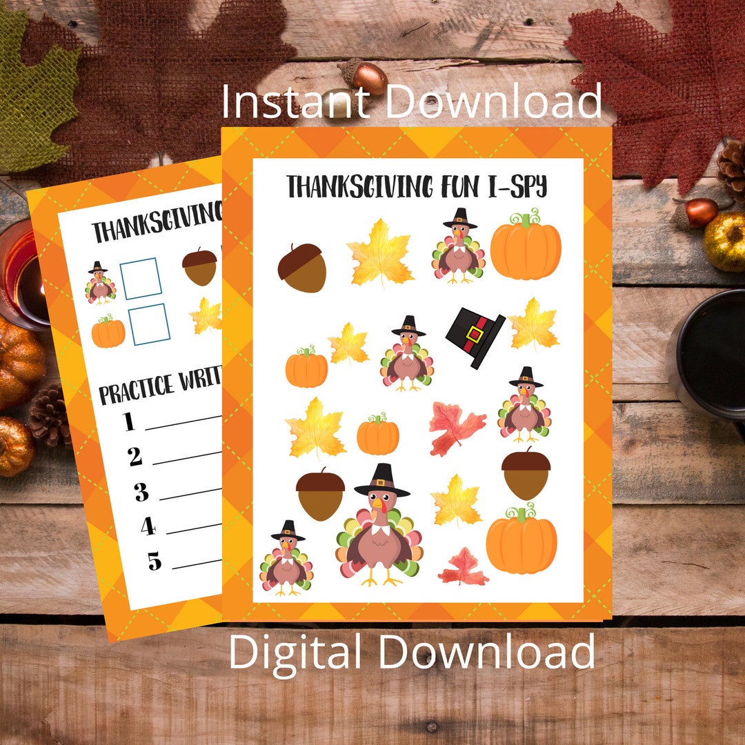 Thanksgiving I Spy Game, Kids Printable, Thanksgiving Look and Find ...