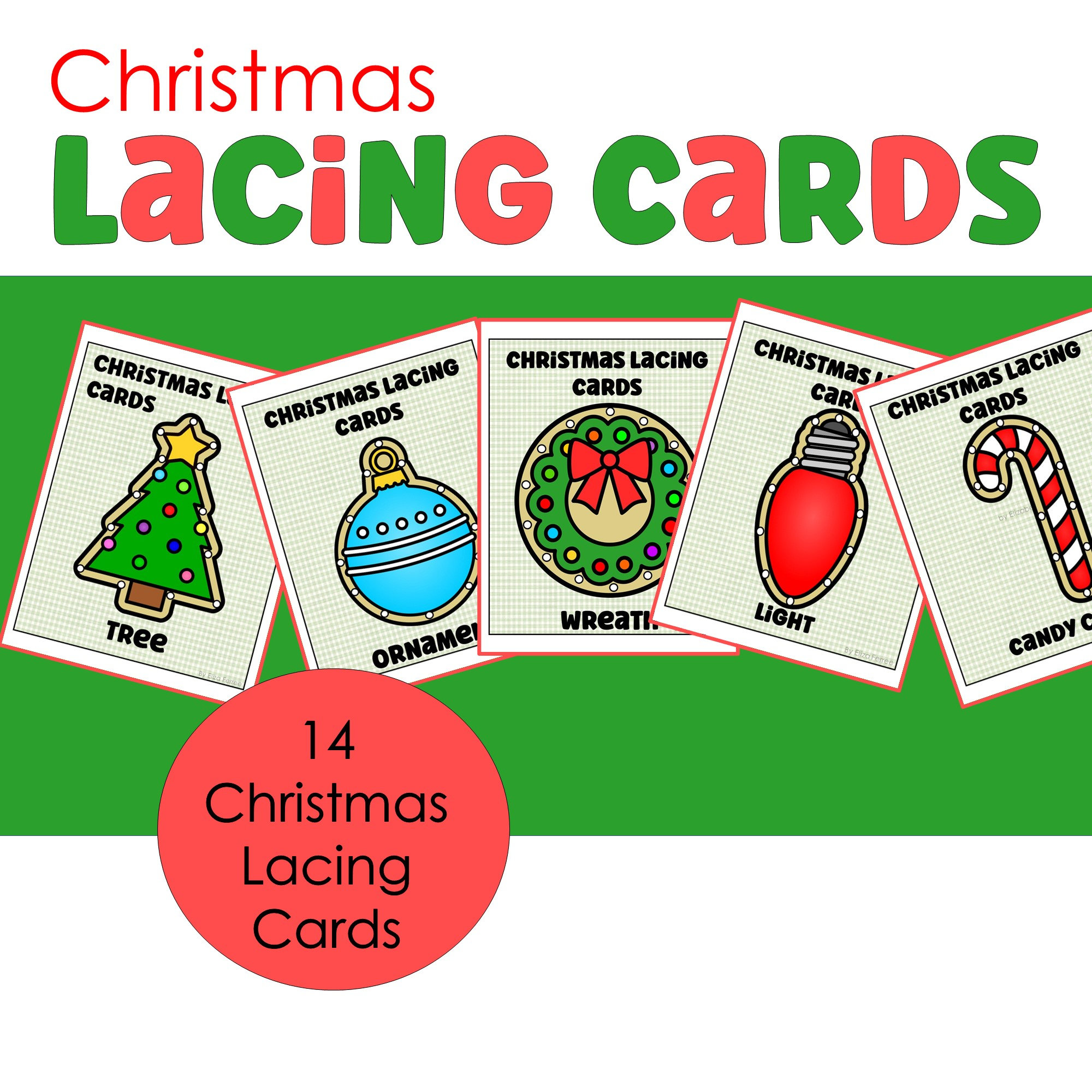 Christmas Lacing Cards, Lacing Card Printable, Christmas Activities for ...
