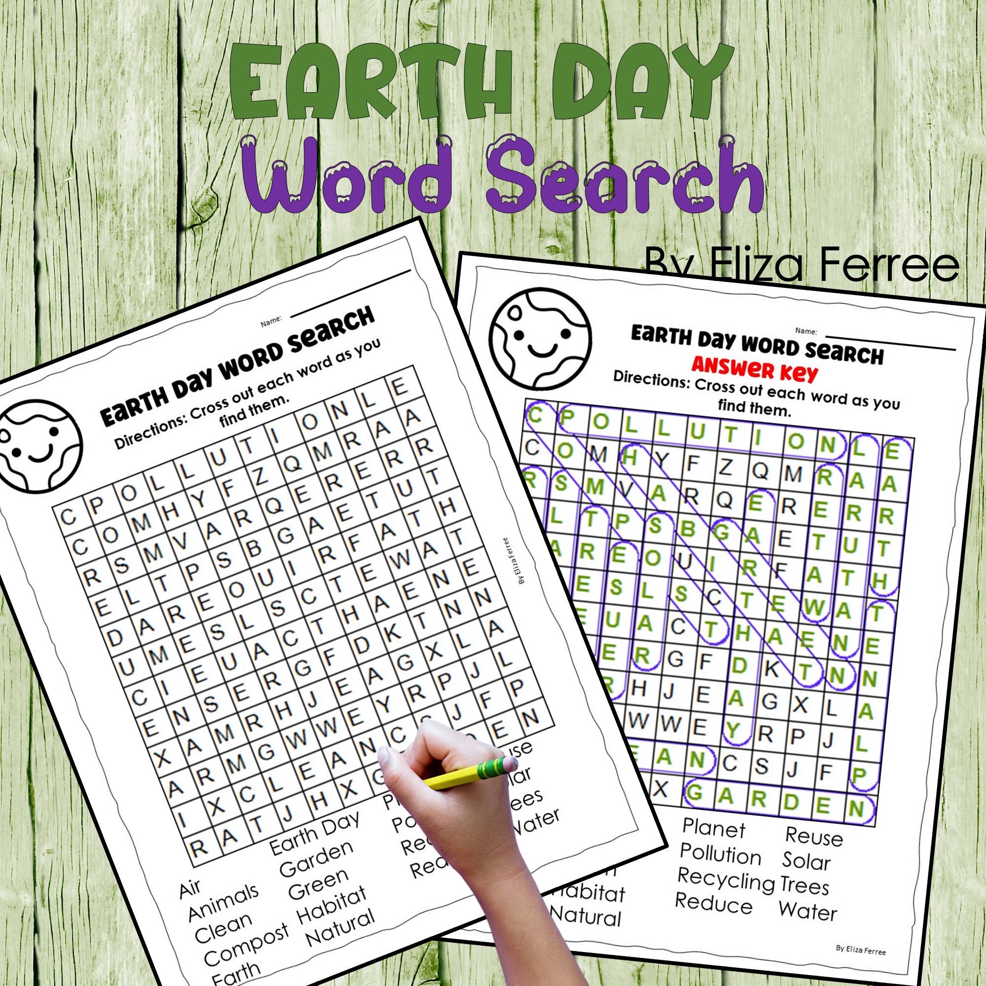 Earth Day Word Search, Earth Day Printable, Earth Day Activity, Earth ...