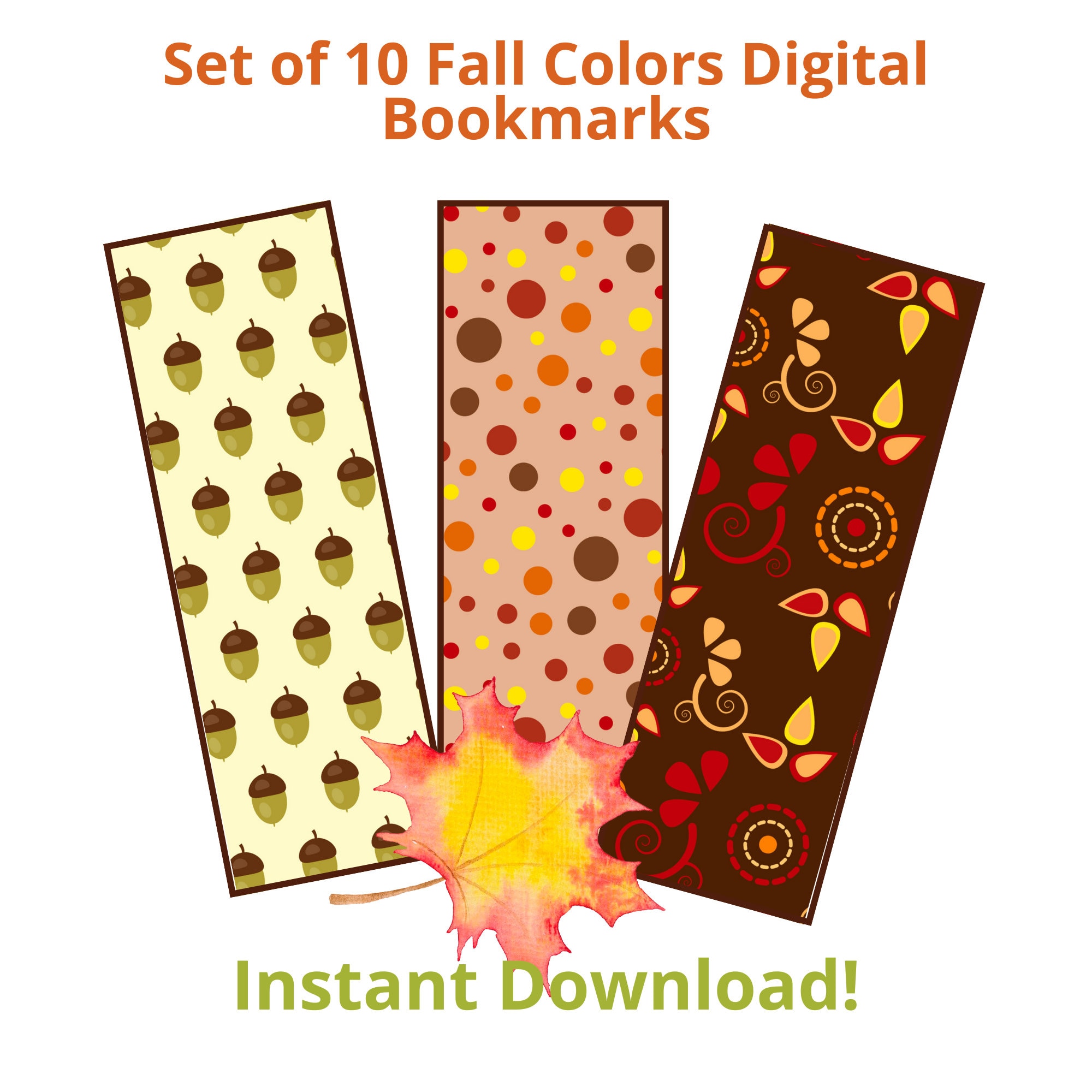 Fall Colors Bookmarks Set of 10 Bookmarks Autumn Bookmarks - Etsy