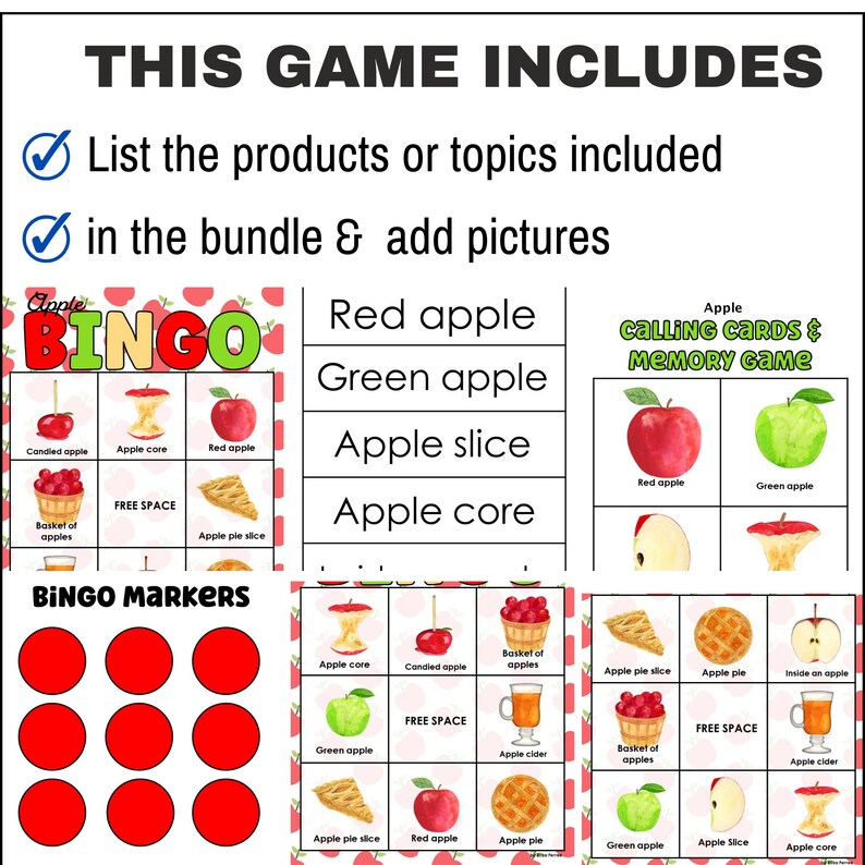 Apple Bingo, Bingo Printable Game, Apple-themed Activity, Classroom ...