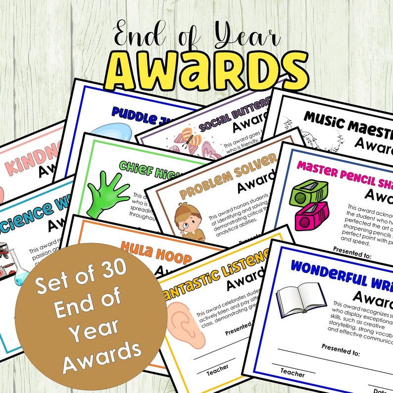End of Year Awards Certificates for Kids Printable Awards - Etsy