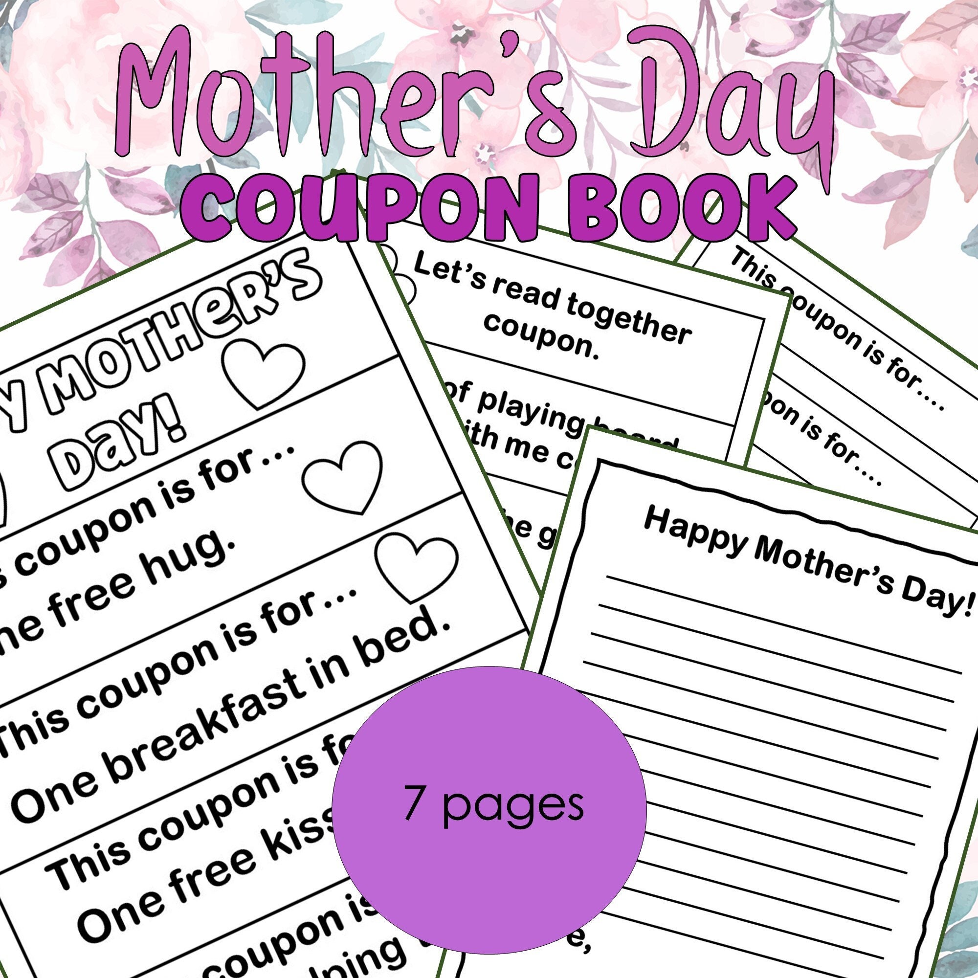 Mother's Day Coupon Book, Printable Coupon Book, Mother's Day ...