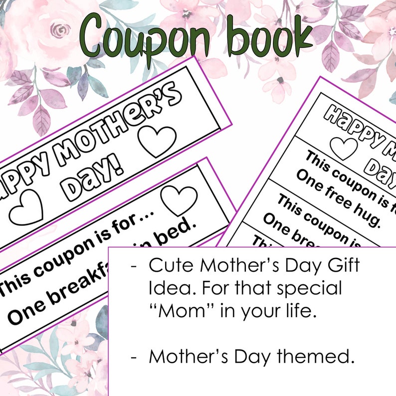 Mother's Day Coupon Book, Printable Coupon Book, Mother's Day ...