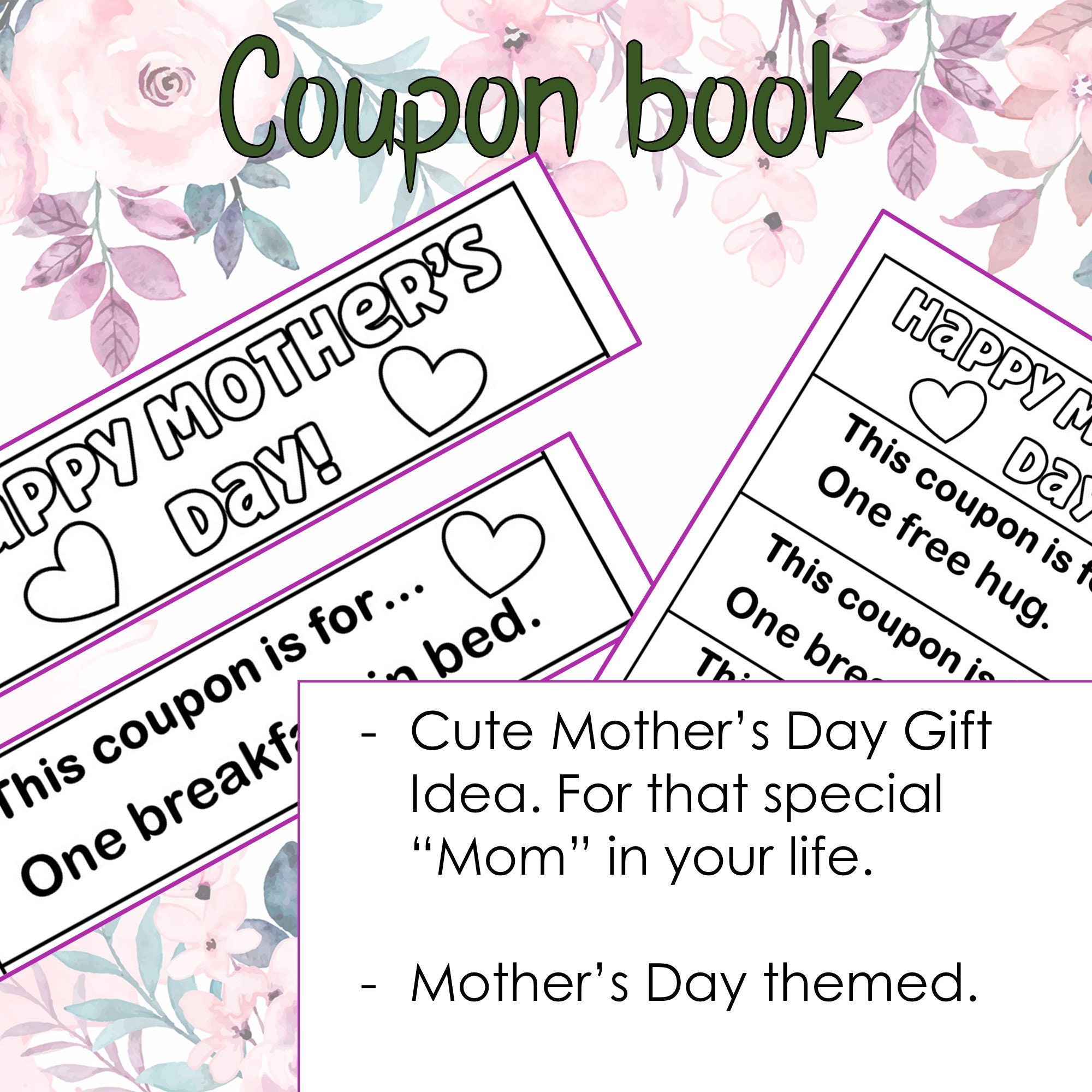 Mother's Day Coupon Book, Printable Coupon Book, Mother's Day ...