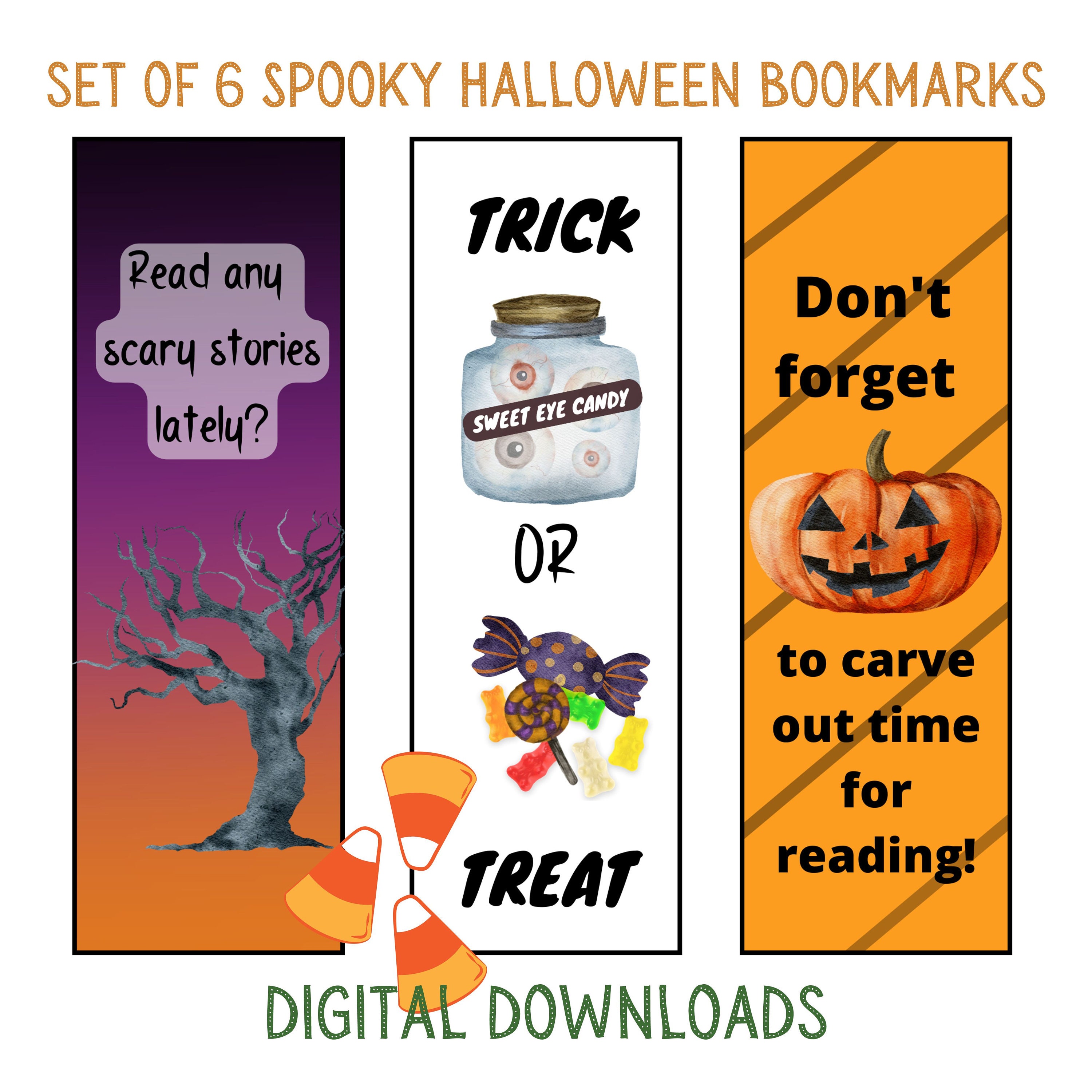 Spooky Halloween Bookmarks Halloween Bookmarks Printable - Etsy