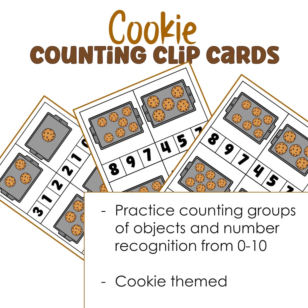 Cookie Counting Cards. Preschool Printable Count and Clip - Etsy