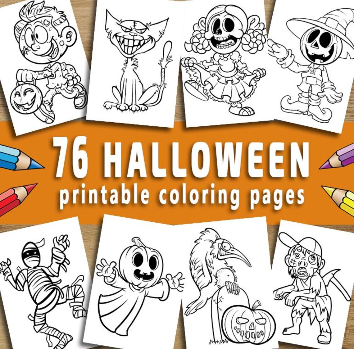 Easy Halloween Coloring Pages for Kids, Preschool Printable Halloween ...