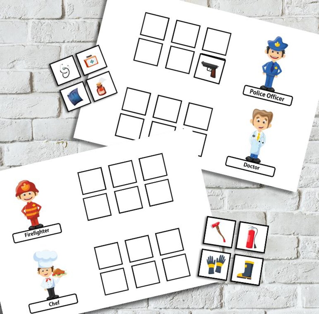 Community Helpers Preschool Sorting Mats. Professions Printable ...