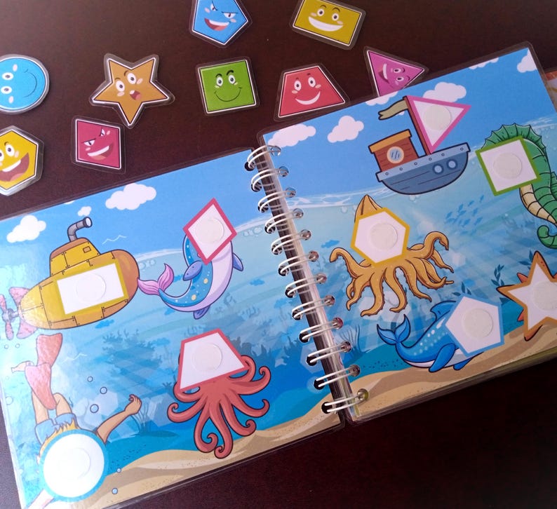 Shape Matching Printable Busy Book, Activity for Toddlers, Geometric ...