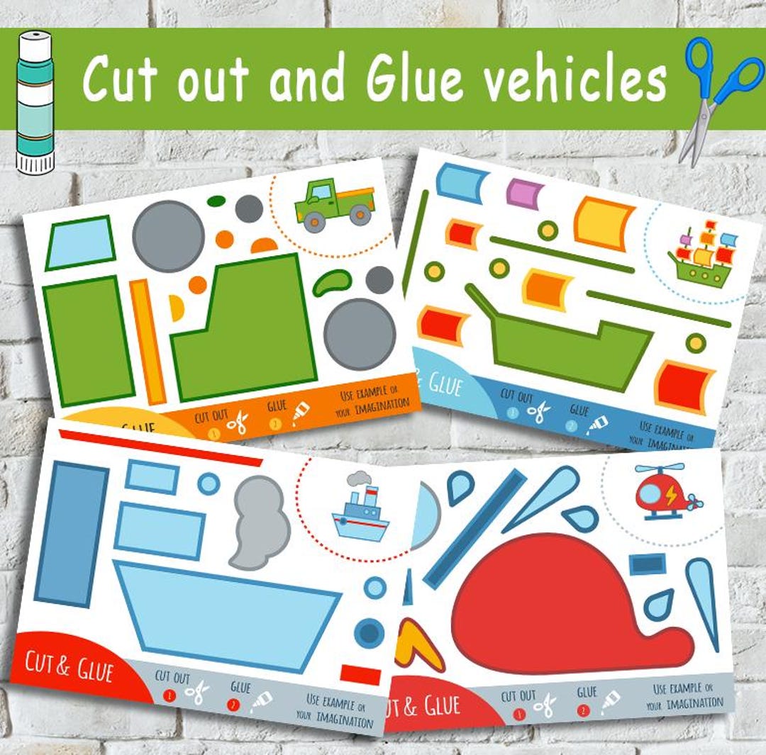 Cut Out and Glue Scissors Practice for Kids Preschool Printable Crafts ...