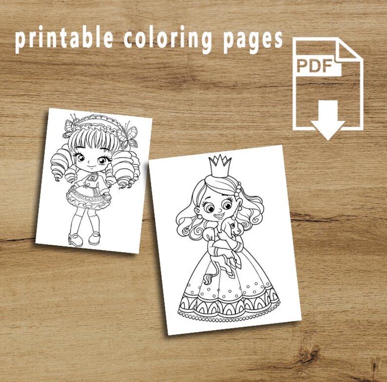 Cute Princess Coloring Pages for Kids Kawaii Coloring, Princess ...