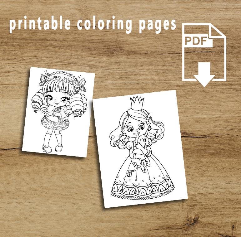 Cute Princess Coloring Pages for Kids Kawaii Coloring, Princess ...