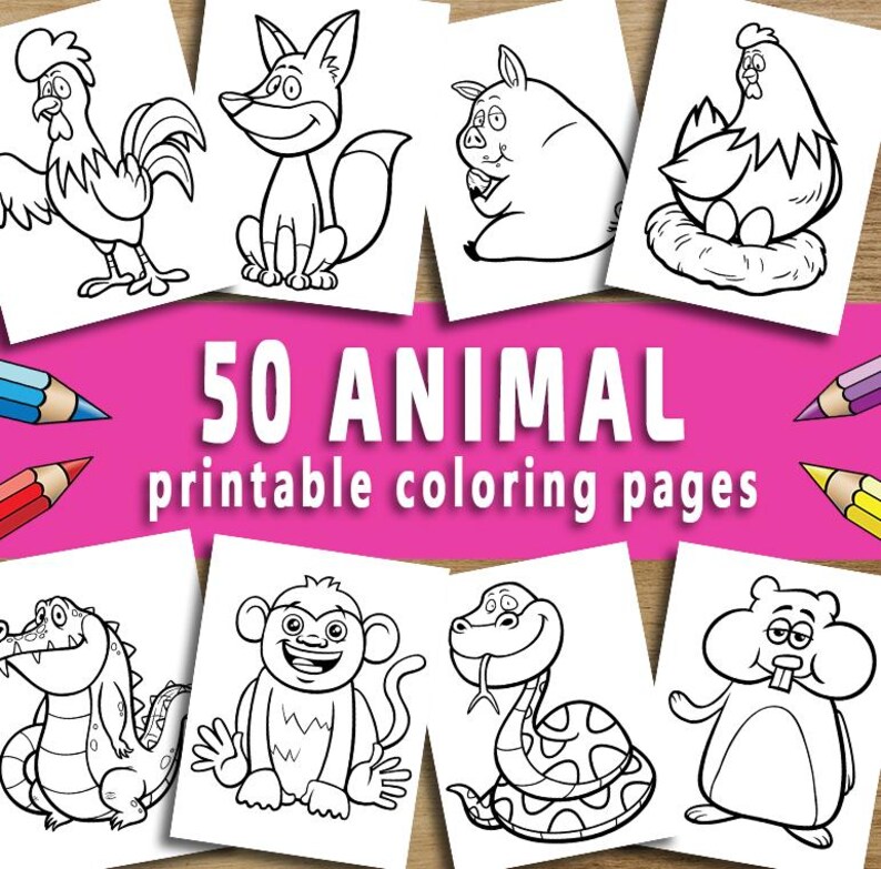 50 Easy Coloring Pages for Kids, Animal Coloring Pages, Easy Coloring ...