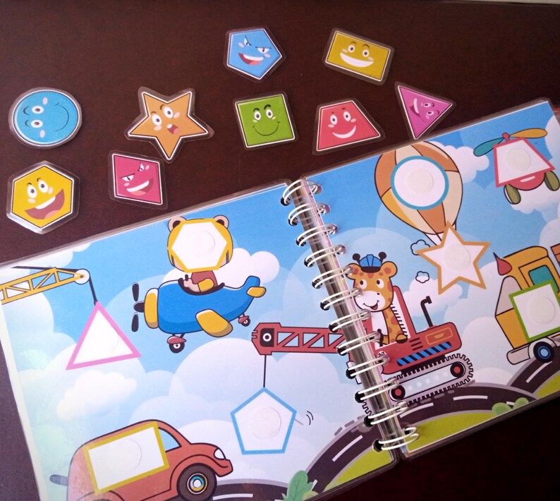 Shape Matching Printable Busy Book, Activity for Toddlers, Geometric ...