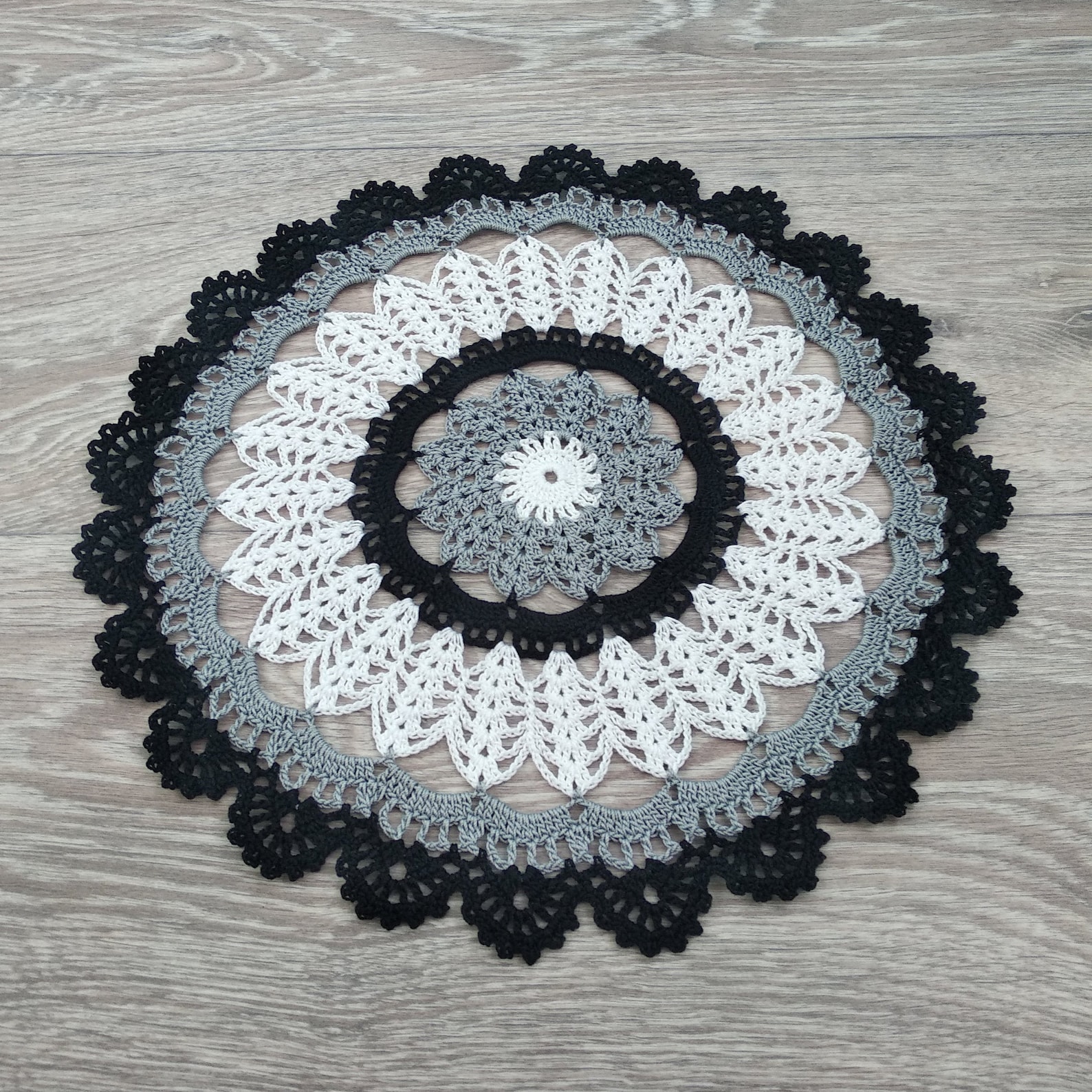 New Black Gray White Crochet Doily 11.4 - Gray Doily - Colored Doily - Etsy