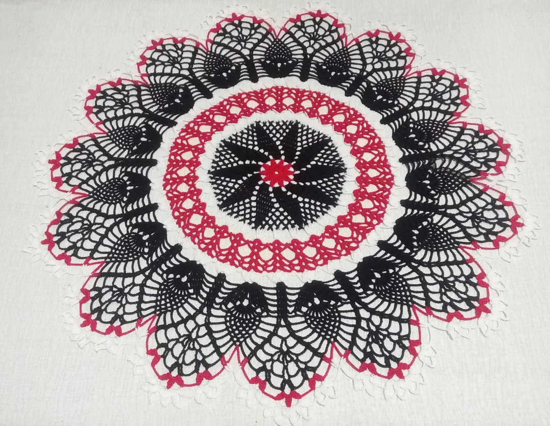 Large Round Doily 24 Inches-crochet Doilies-crochet Doily-black Doily ...